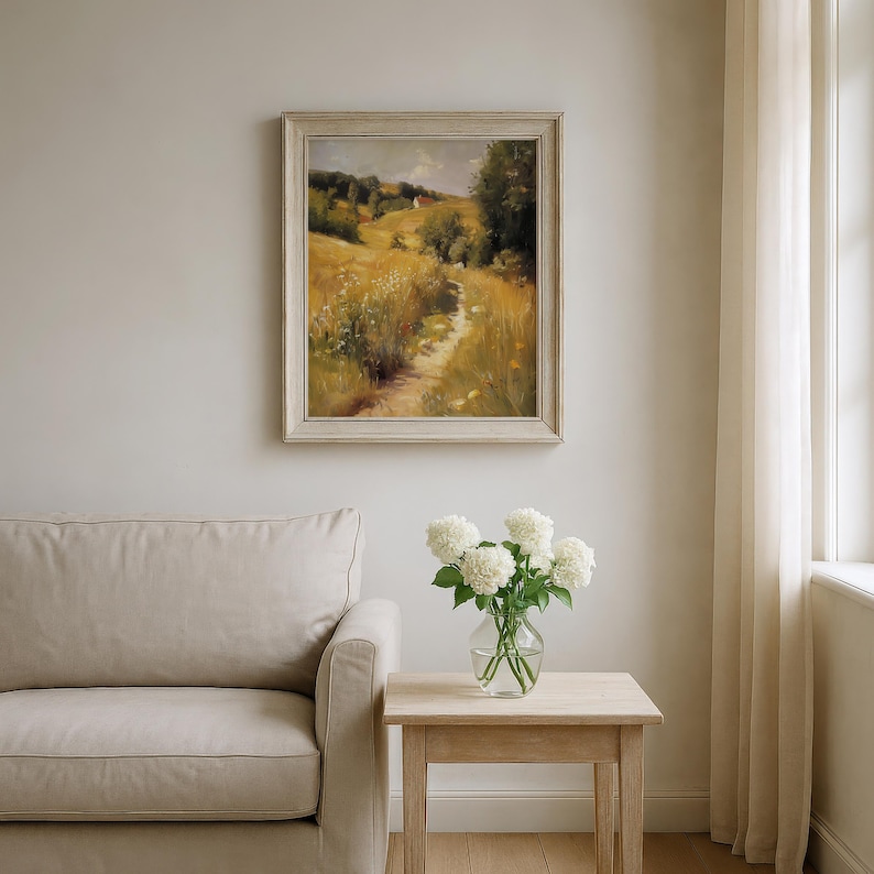 Cottagecore Farm Path Landscape Print – Vintage Pastoral Art (digital ...
