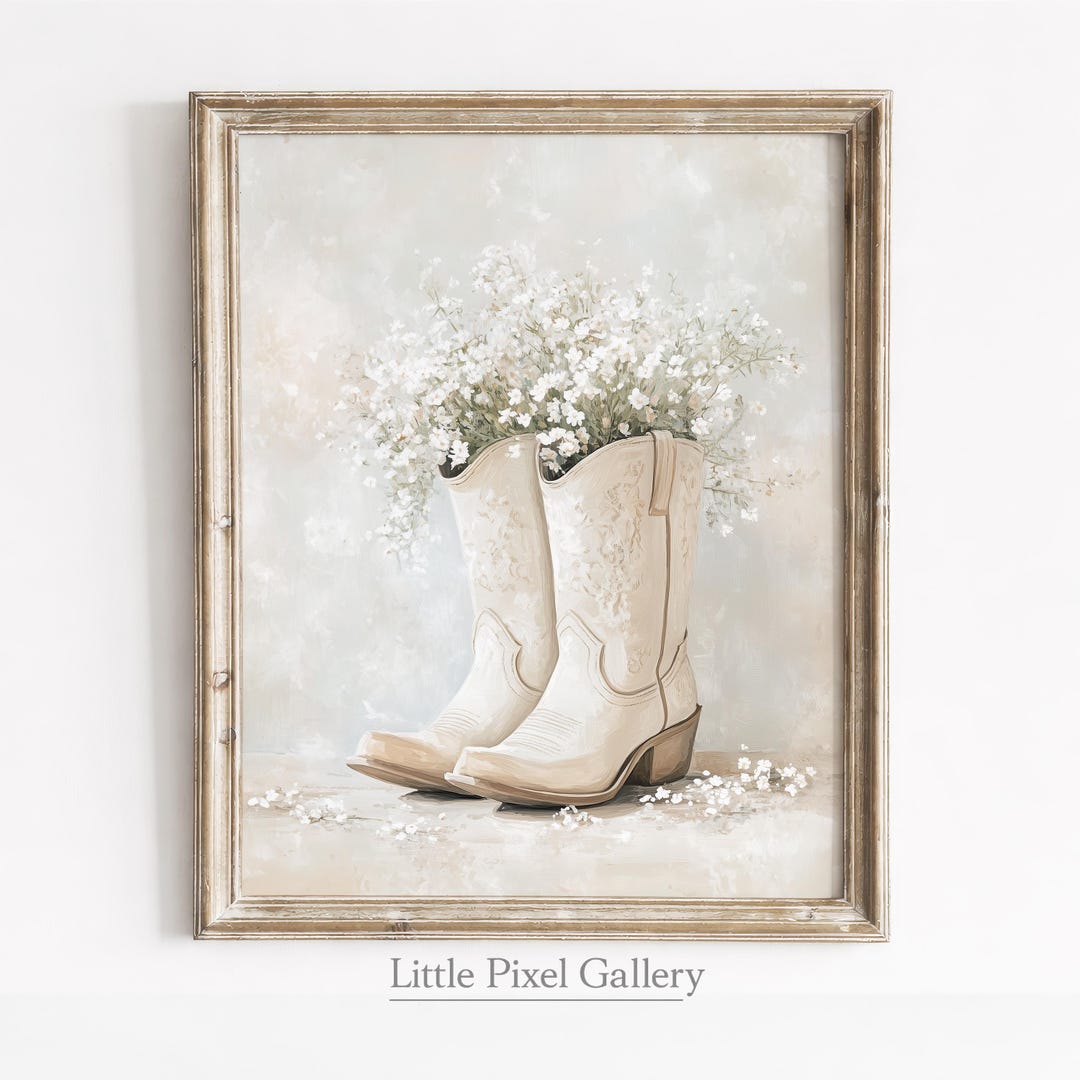 Moody Rustic Printable Cowboy Boots Art - Soft Cottagecore Farmhouse ...