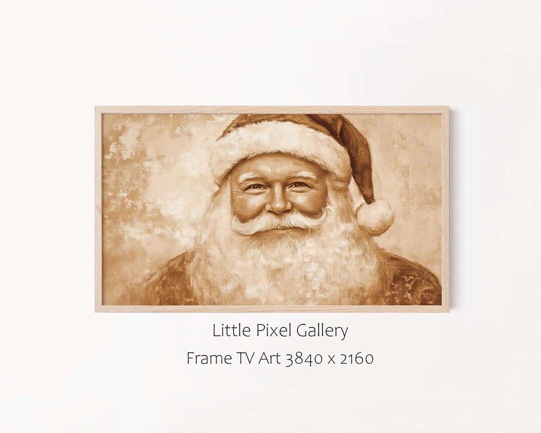 Santa Portrait Samsung Frame TV Artwork Vintage Holiday Decor, Cozy ...