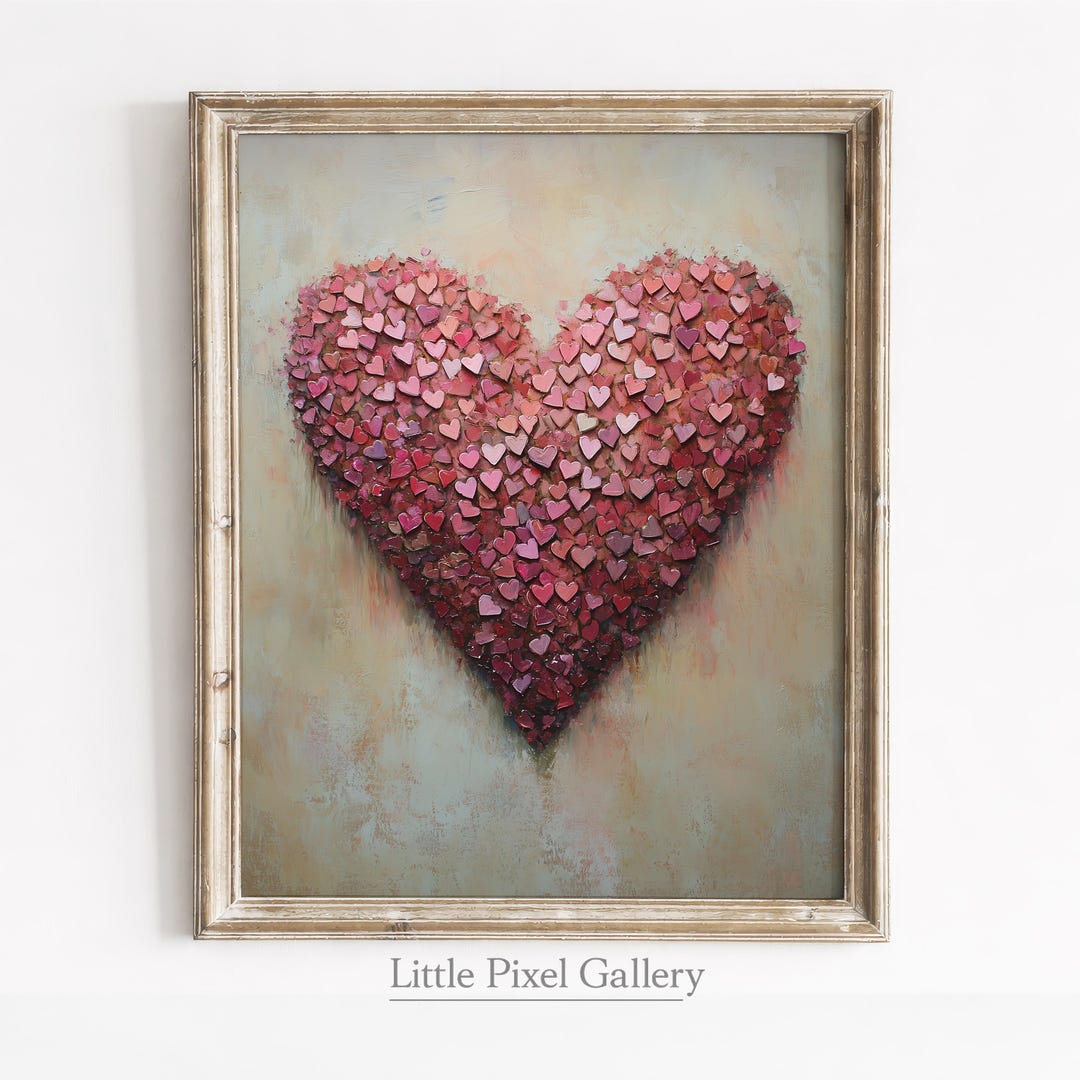 Romantic Heart Shape With Petal Layers - Rustic Vintage Style Wall Art ...