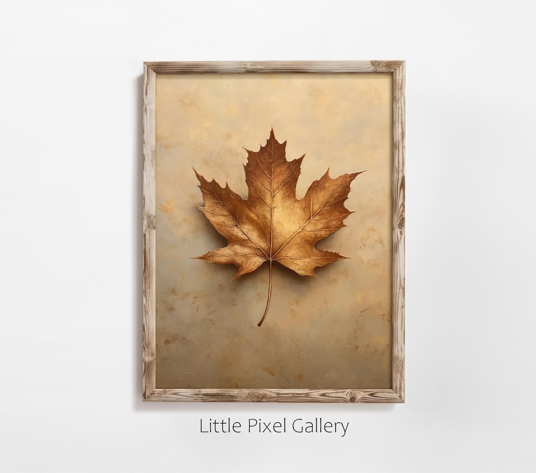 Rustic Maple Leaf Oil Painting – Vintage Autumn Decor (digital Download ...