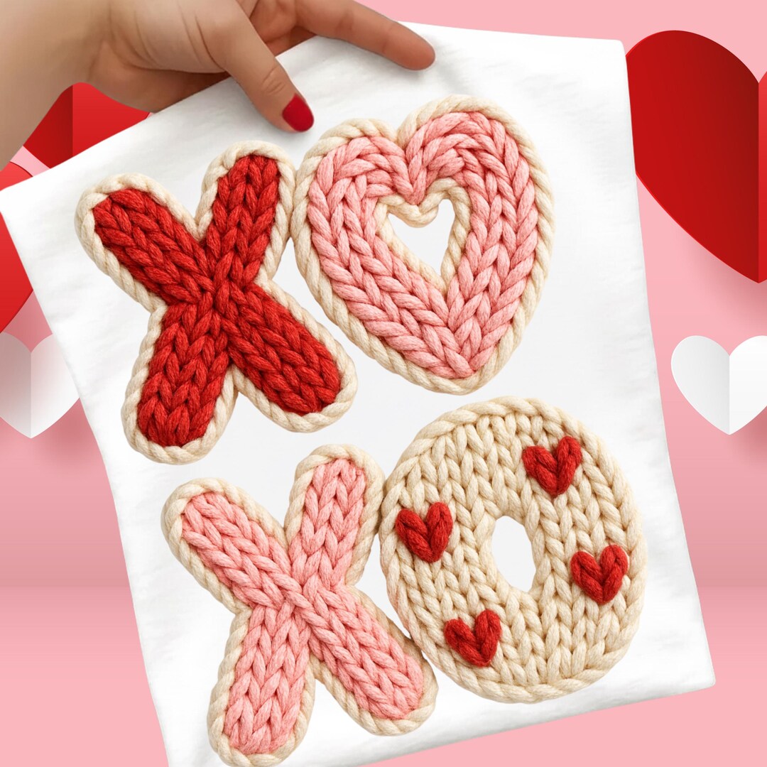 Knitted Heart Valentine XOXO Crochet,xoxo Knit PNG, Xoxo Yarn PNG, - Etsy