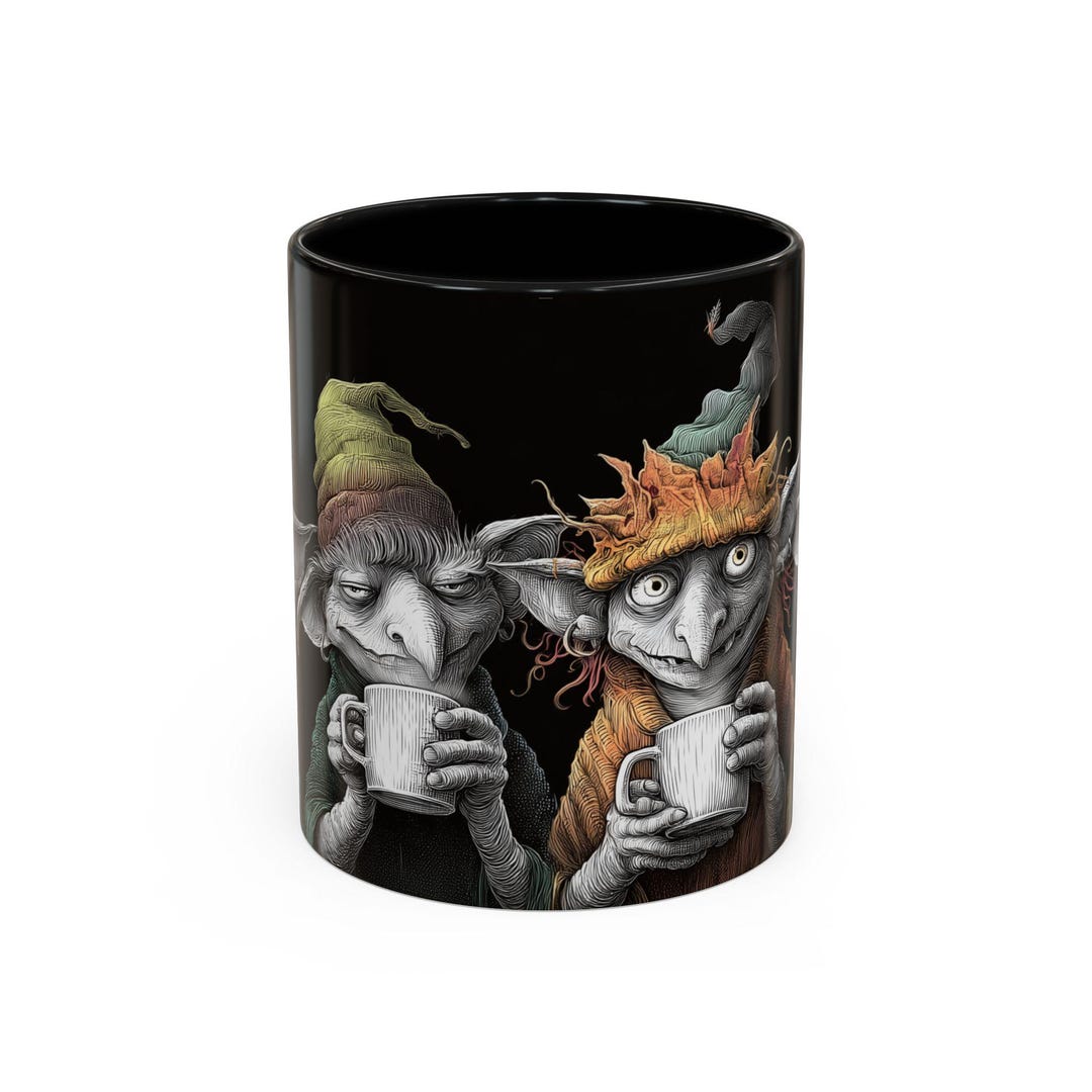 Four Mischievous Goblins Drinking Coffee Mug | Accent Coffee Mug ...
