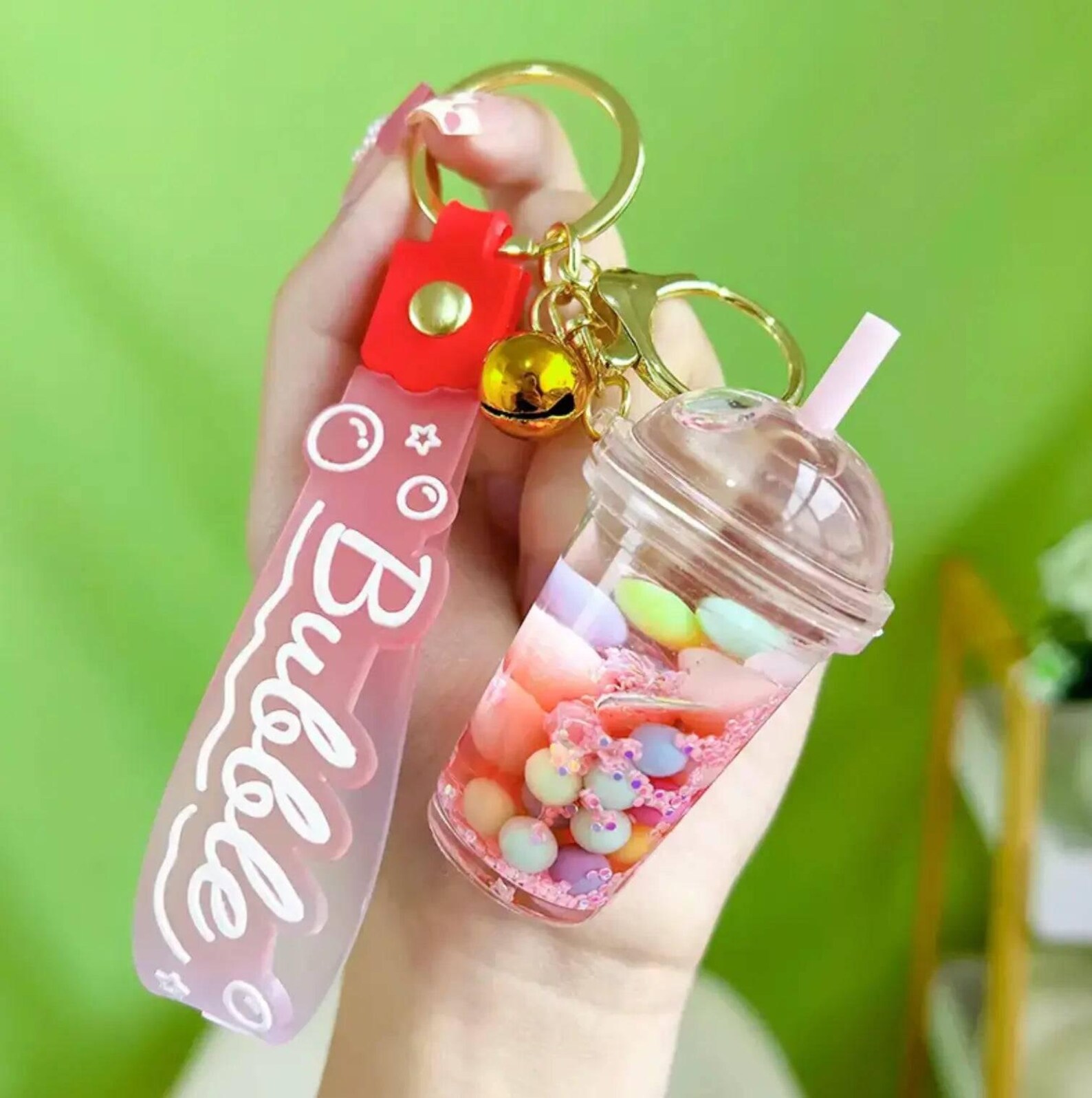 Colorful Boba Milk Tea Liquid Keychains Cute Floating Bubble for Car ...