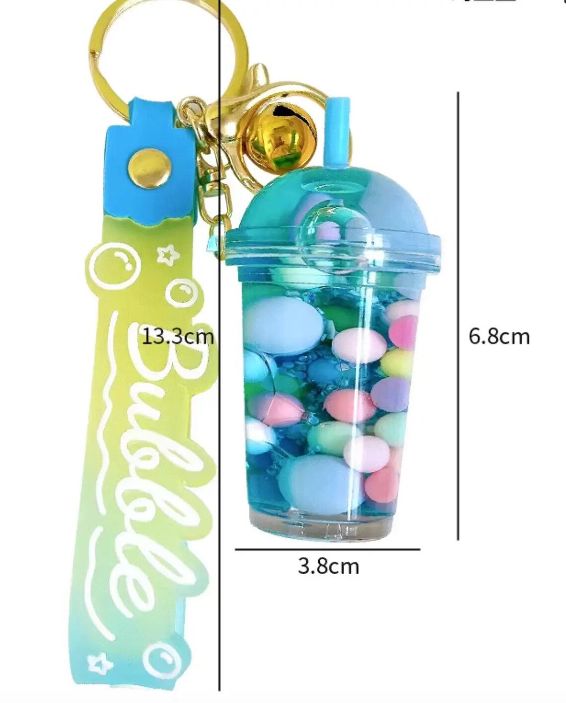 Colorful Boba Milk Tea Liquid Keychains Cute Floating Bubble for Car ...