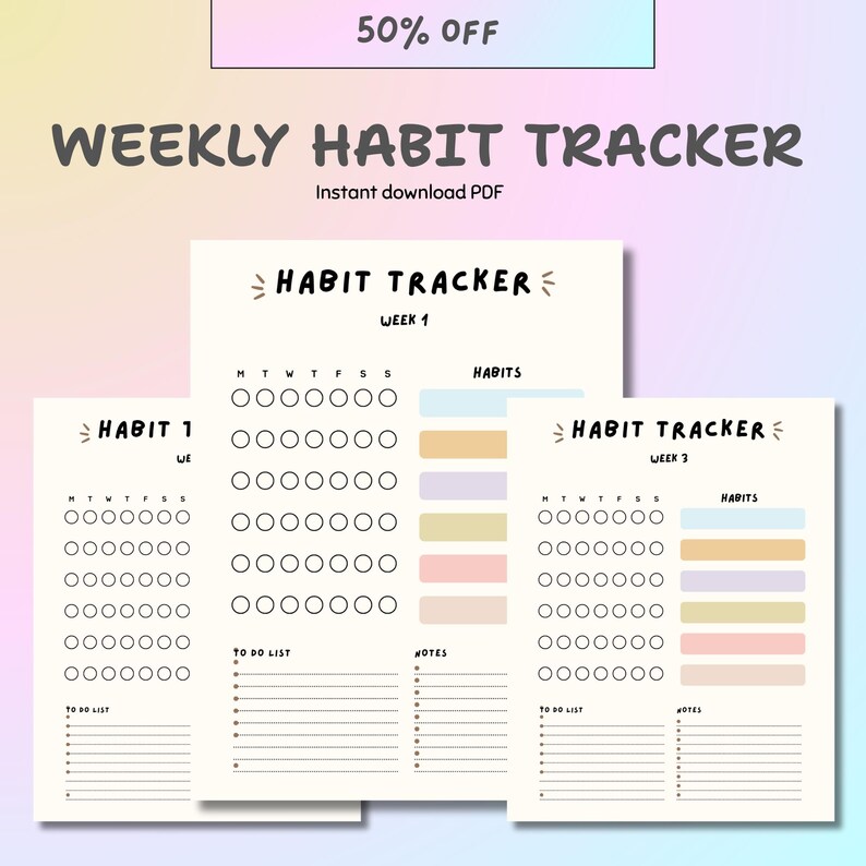 Weekly Habit Tracker Printable, Habit Tracker A4, A5 Size Template ...