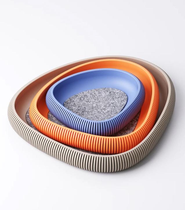 Asymmetric Tray Set | 3D Printed Modern Catchall Trays With Felt Insert ...