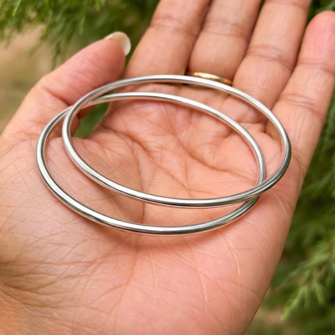 Handmade Sterling Silver Stacking Bangles, Set of 2 - Etsy
