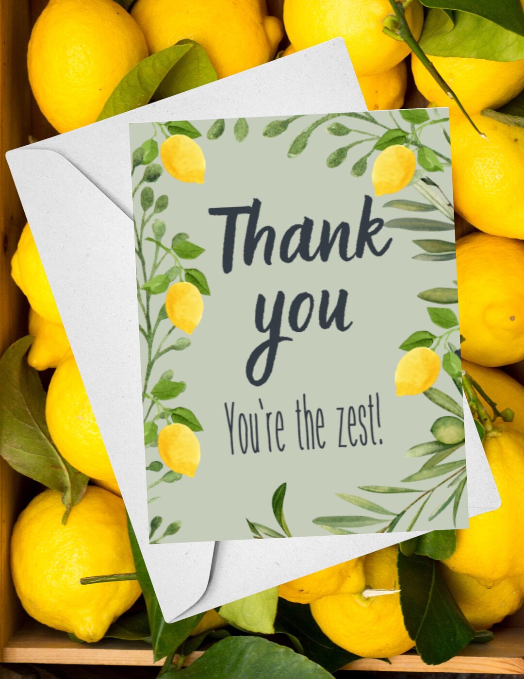 Lemon Thank You Card Printable – Greenery & Citrus Digital Card ...