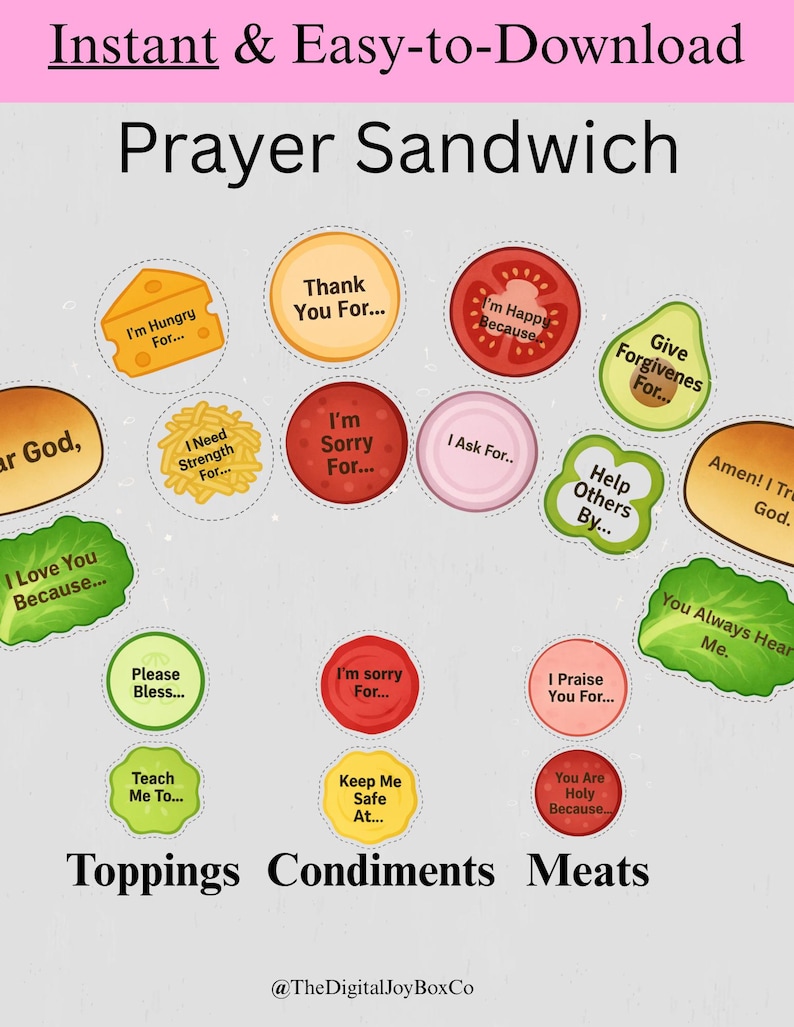 Christian Kids Prayer Sandwich Printable | Bible Activity for Children ...