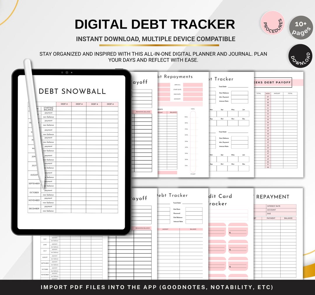 Digital Debt Tracker Spreadsheet, Debt Payoff Snowball Template, Budget ...