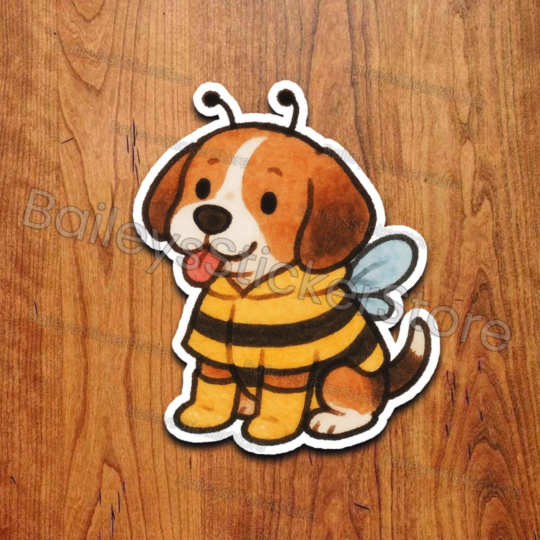 Beagle in Bumblebee Costume Sticker: Kawaii Puppy Vinyl Decal - Etsy
