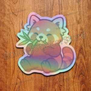 Kawaii Red Panda Eating Bamboo Sticker, Waterproof Vinyl Decal - Etsy