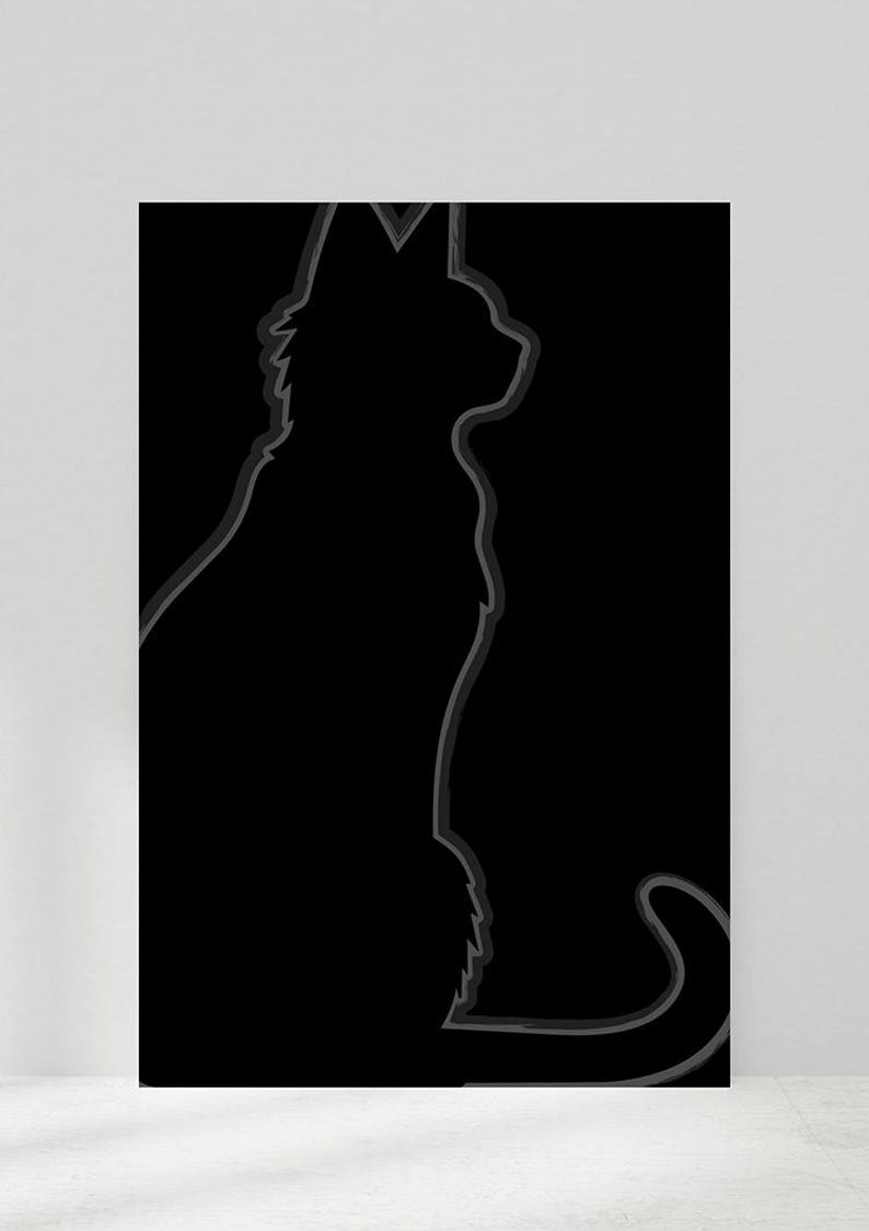 Cat Outline Typography Posters Set of 12 | Minimalist Modern Pet Decor ...