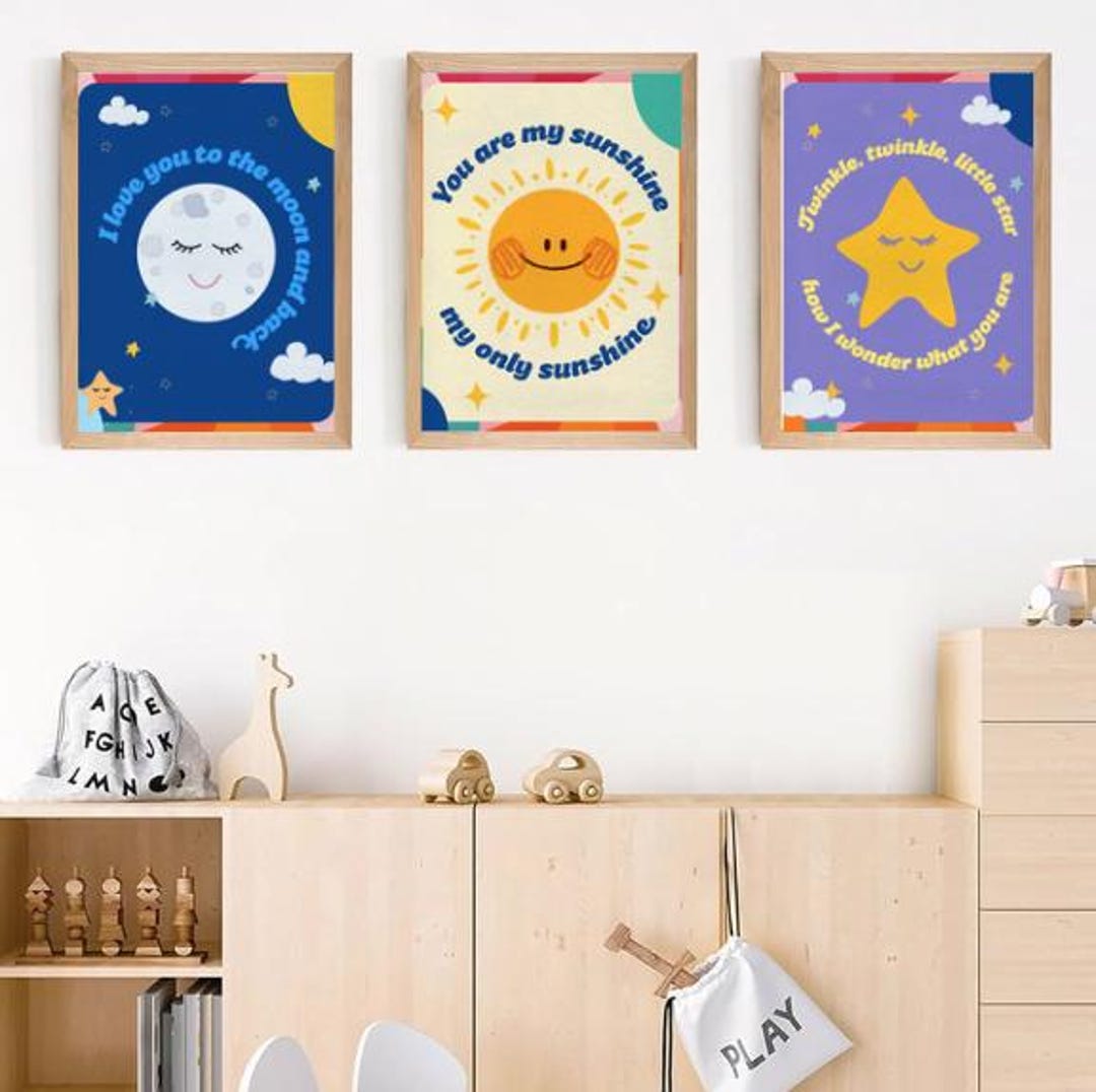 Nursery Rhyme Art Print Set: Kids Room Decor (8.5x11 Digital Download ...