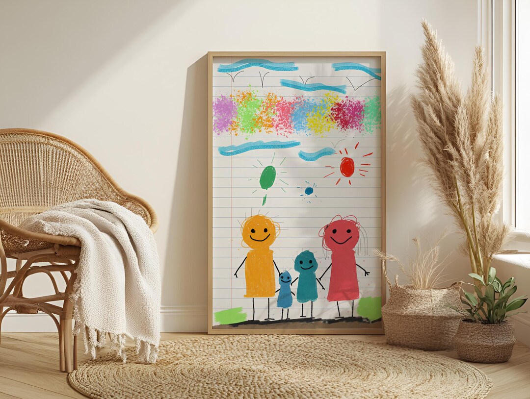 Funny Family Portrait Printable – Hand Drawn Kid Style Wall Art - Etsy
