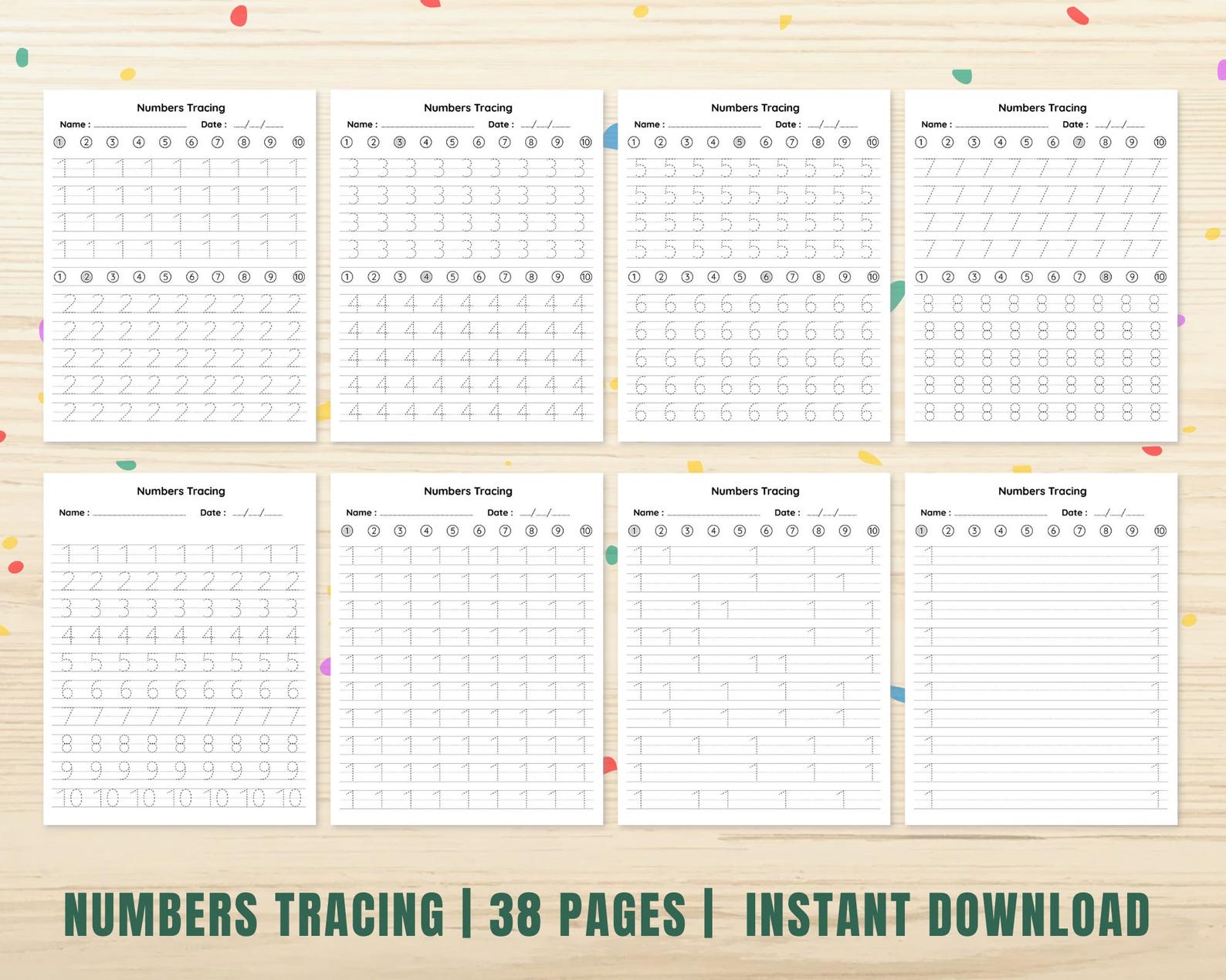 Number Tracing Worksheets | 1–10 Printable | Preschool, Pre-k ...