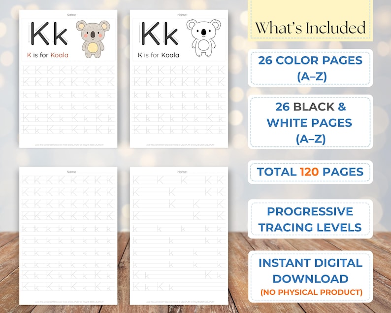 Alphabet Tracing Workbook | 120 Pages Printable ABC Worksheets ...
