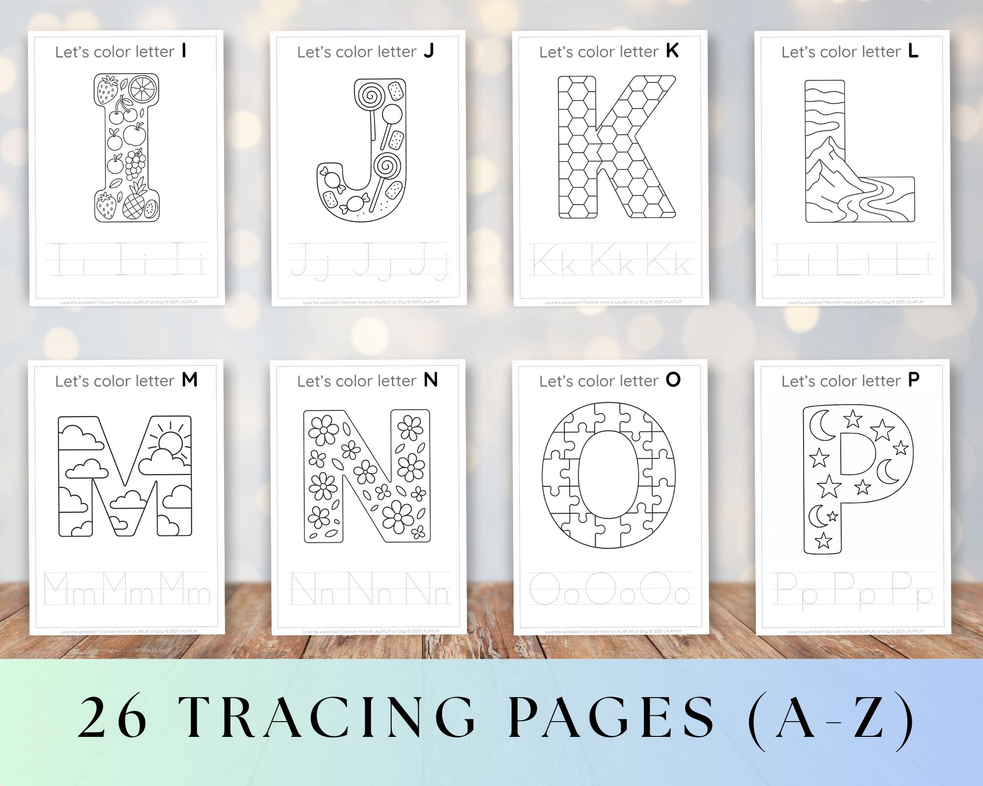 Alphabet Coloring Book | ABC Tracing | 26 Theme ABC Coloring Pages for ...