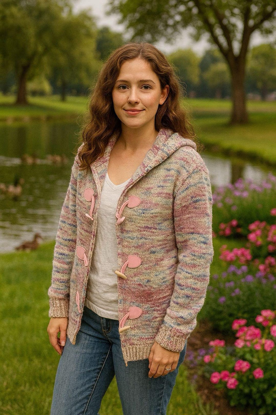 Handmade Australian Wool Hooded Cardigan: Chunky Knit Sweater With ...