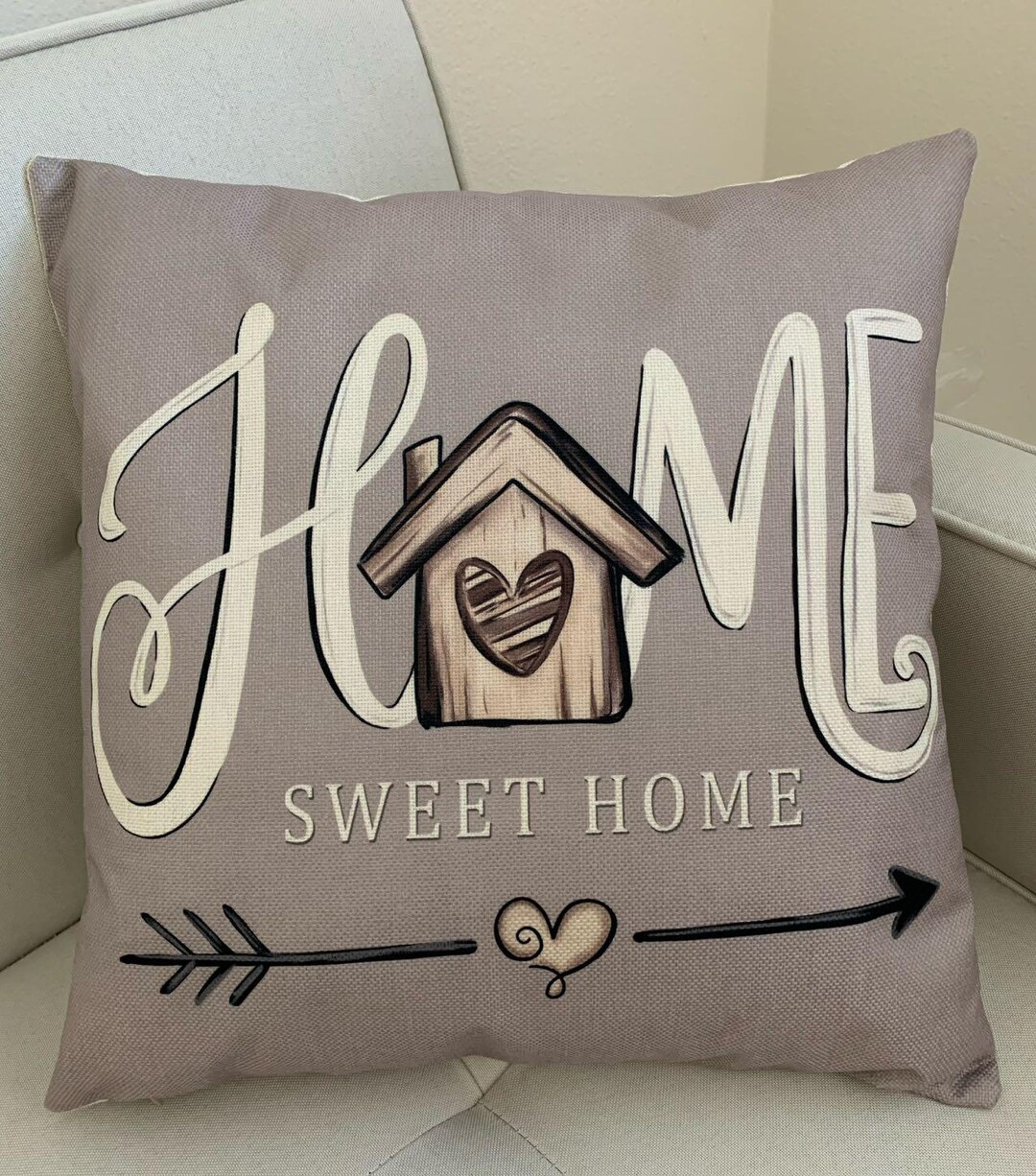Rustic Farmhouse Pillow Covers Set of 4 – Beige & Gray Home Sweet Home ...