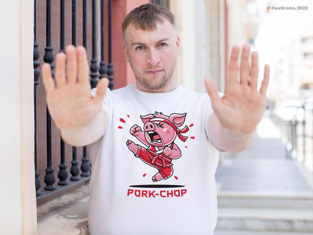 Pork-chop Karate Pig T-shirt: Funny Martial Arts Piglet Tee - Etsy