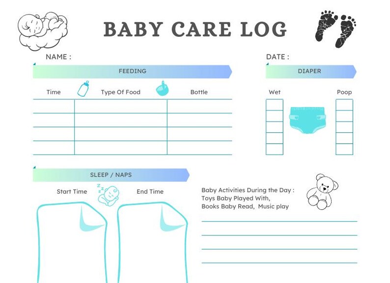 Baby Care Log Template Printable - Etsy