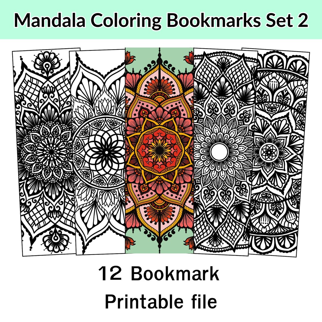 Mandala Coloring Bookmarks, Set 2, Relaxing Intricate Designs (PDF ...