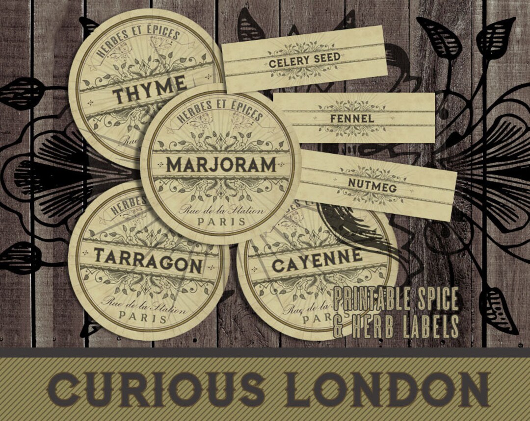 Spice & Seasoning Labels Printable Labels Digital Herb Labels Mason Jar ...