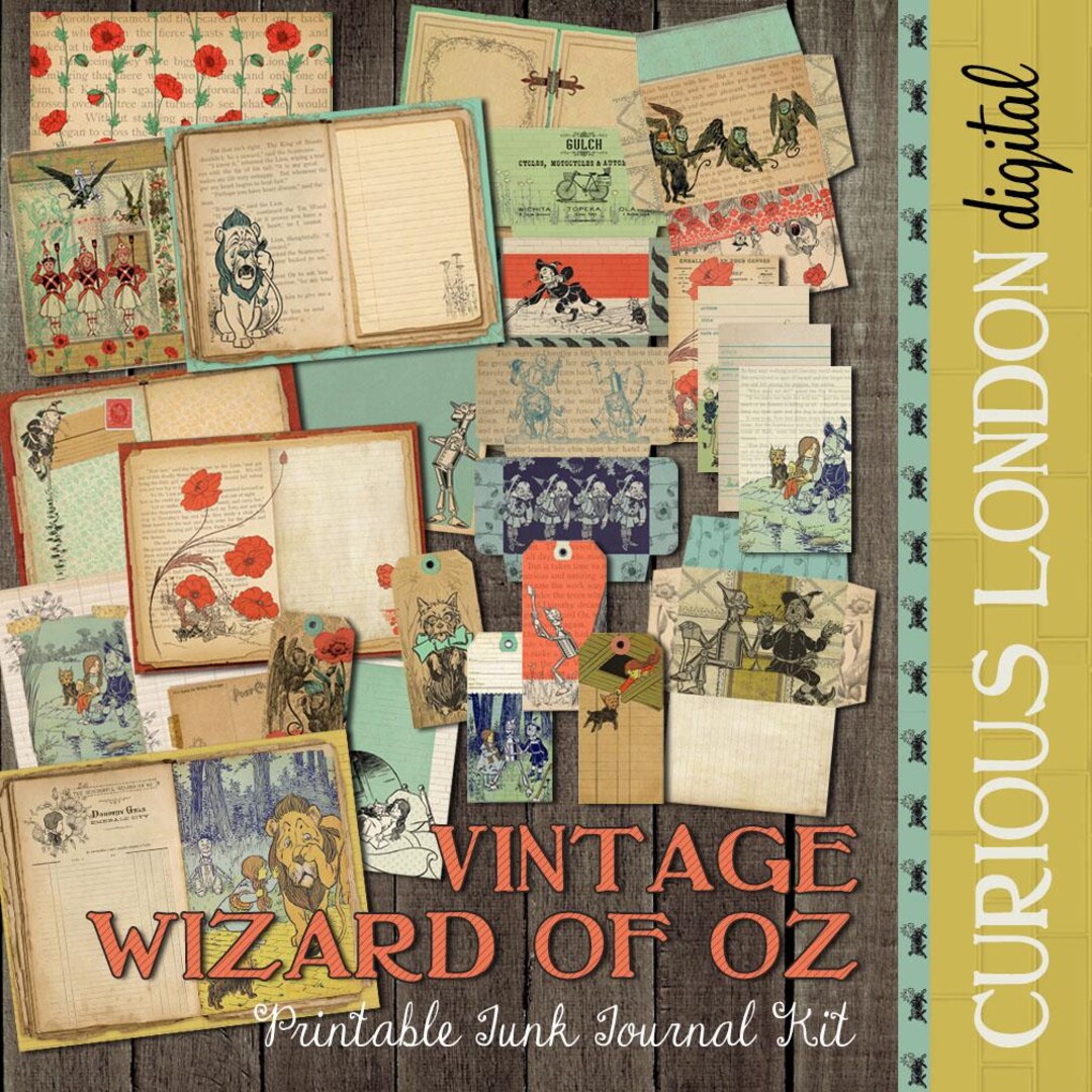 Wizard of Oz Junk Journal Kit: Vintage Style Scrapbook Paper (digital ...