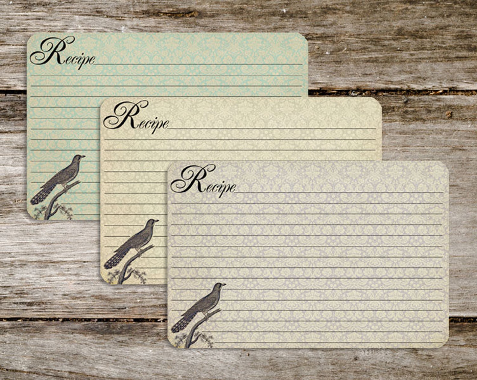Handmade Vintage Style Old Fashioned Cuckow Bird Recipe Cards - Etsy