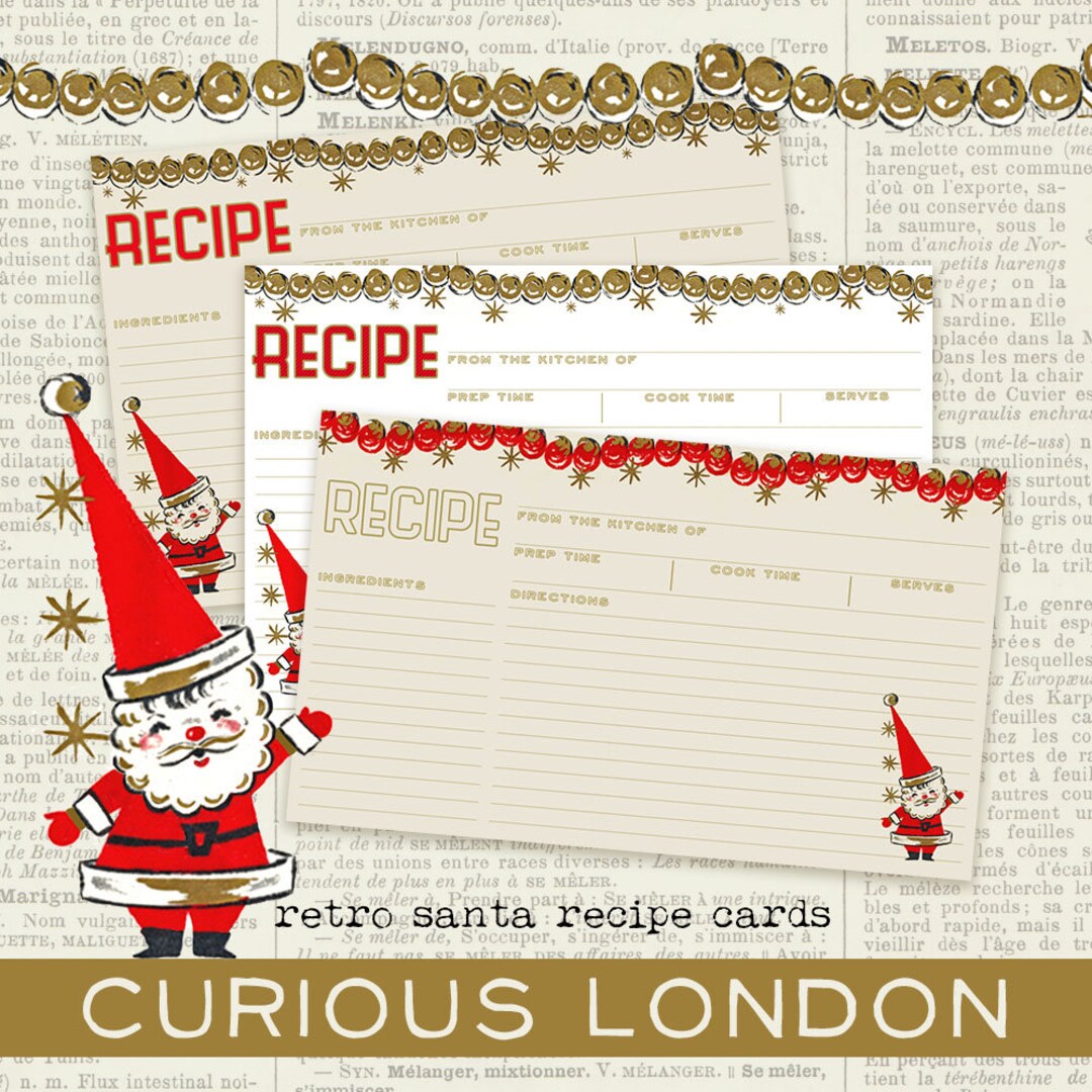 Retro Santa Recipe Cards: 1950s Christmas Notecards - Curious London ...