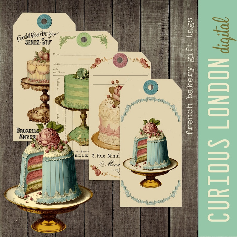 Bakery Gift Tags French Patisserie Fancy Cakes Digital - Etsy