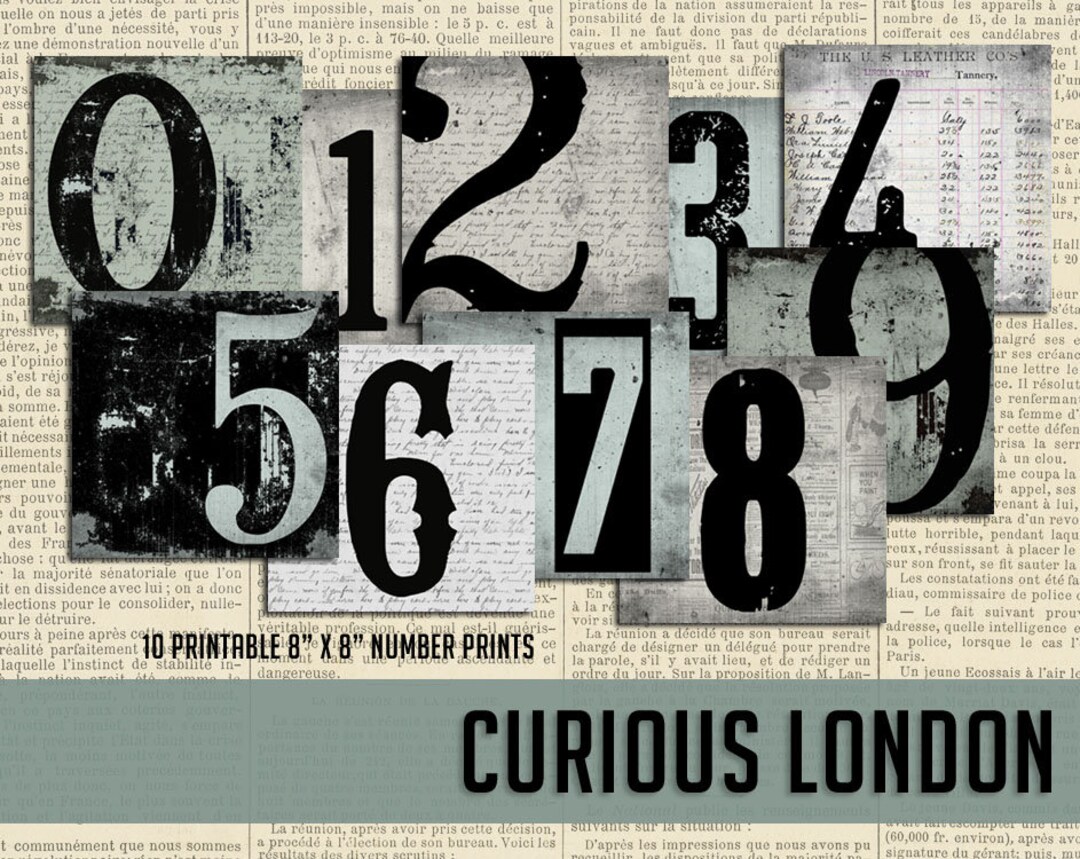 Printable Number Prints | Digital Number Art | Vintage Industrial Decor ...