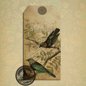 Printable Gift Tags Fancy Bird Tags French Ephemera Instant Download to ...