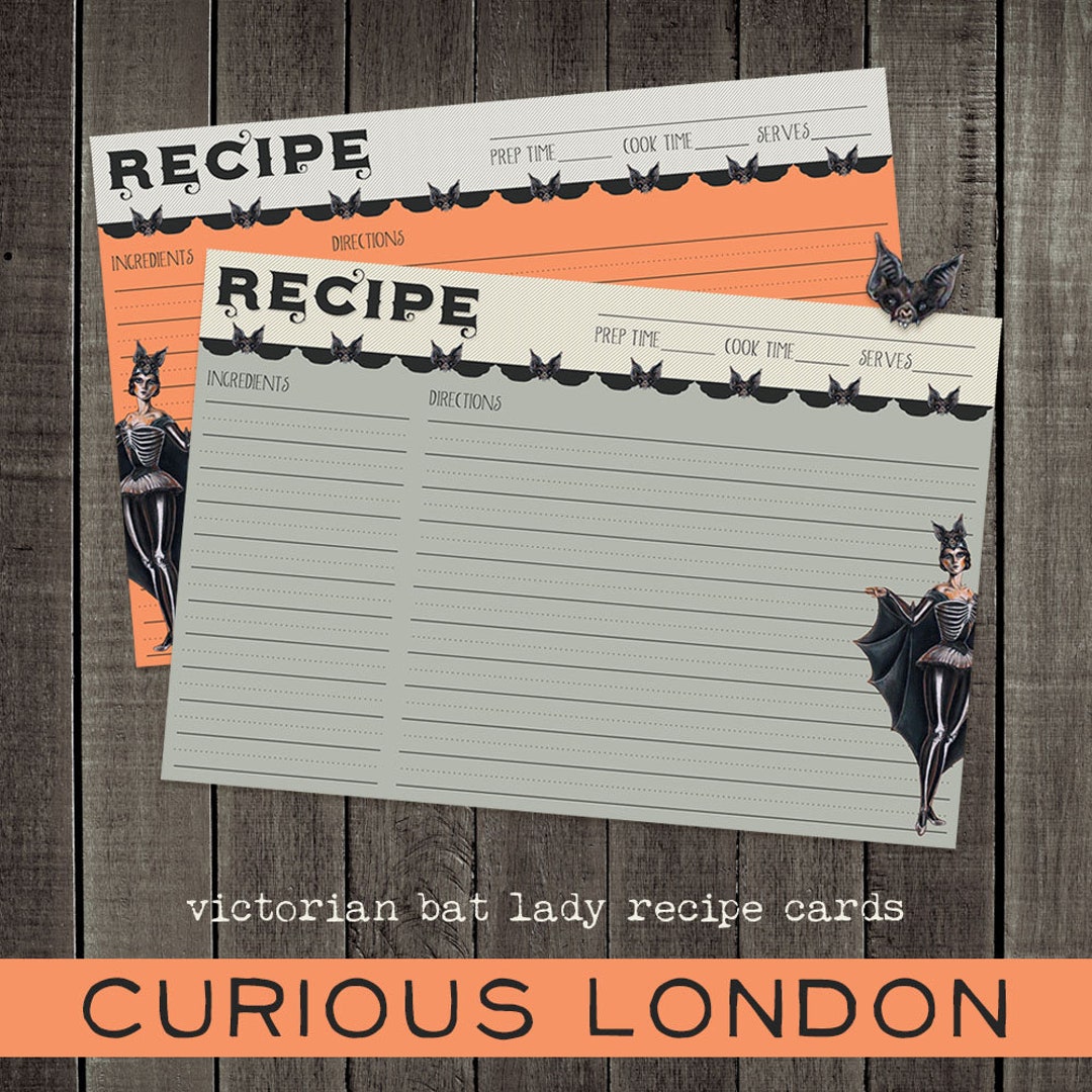 Halloween Recipe Cards Handmade Recipe Cards Vintage Halloween Spooky ...