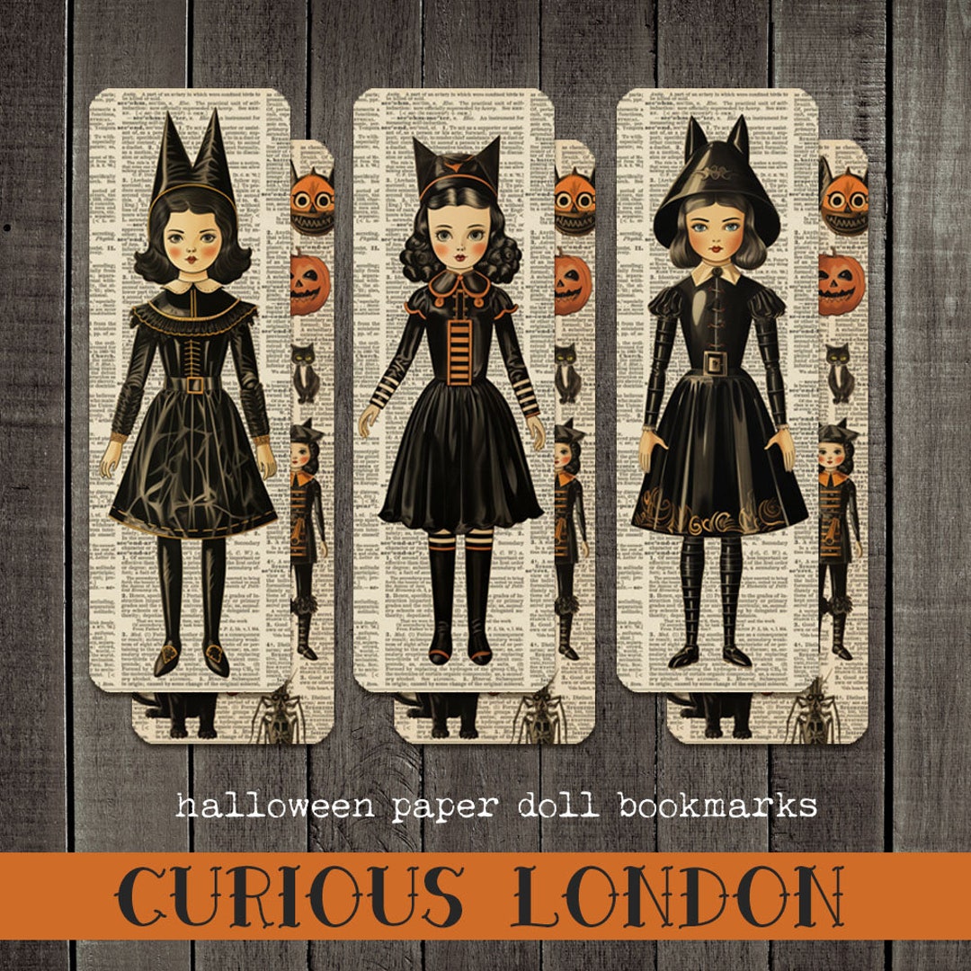 Halloween Paper Doll Bookmarks | Bookmark Set | Paper Dolls | Reading ...