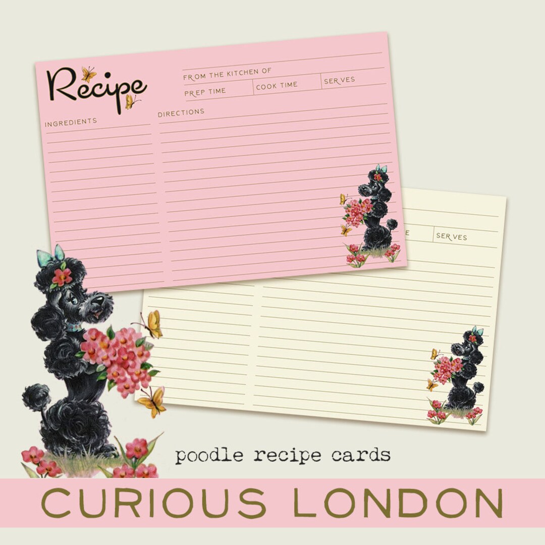 Kitschy Black Poodle Recipe Cards: 1950s Retro Style, Set of 12 - Etsy