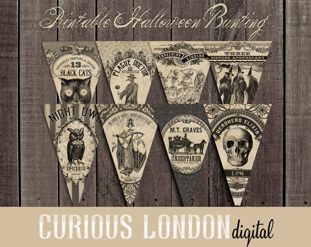Vintage Halloween Banner: Printable Apothecary Bunting (digital ...