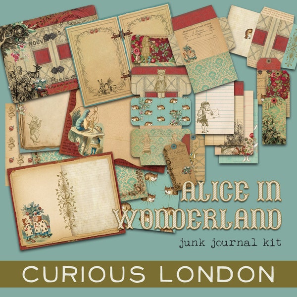 Alice in Wonderland Junk Journal Kit - Etsy