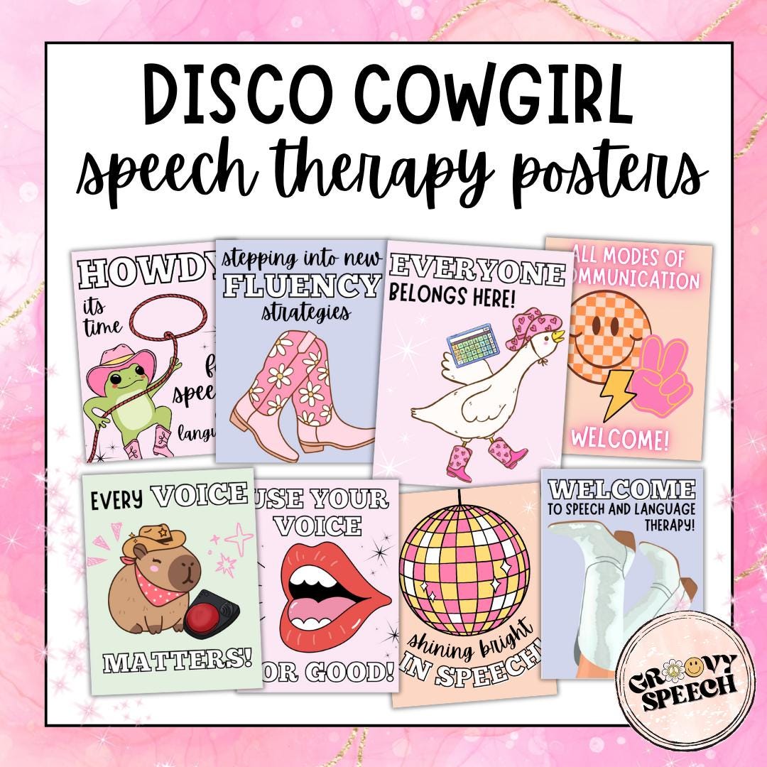 Disco Cowgirl Speech Therapy Posters: Inclusive Classroom Decor (8.5" X ...
