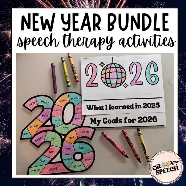 New Year Speech Therapy Activity Crafts No Prep | Flip Book + Craft ...