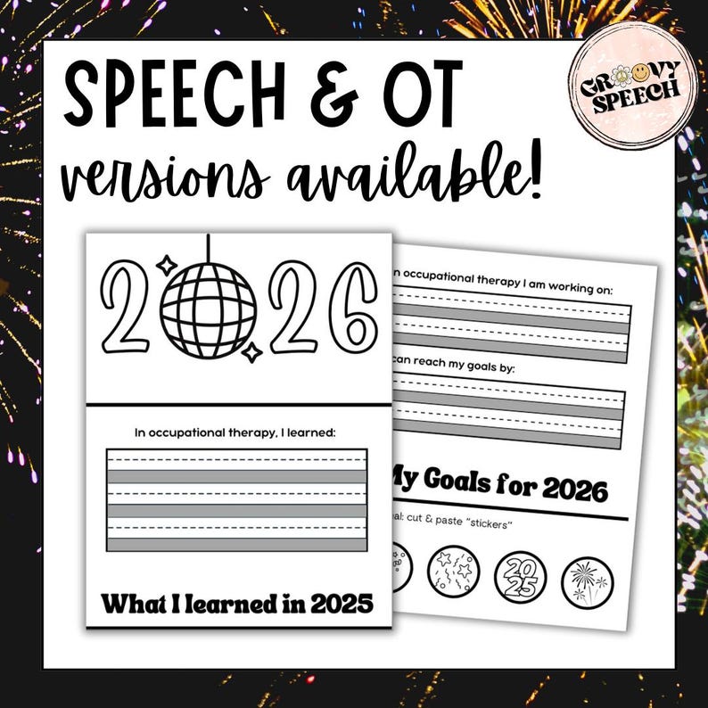 New Year Speech Therapy Activity Crafts No Prep | Flip Book + Craft ...
