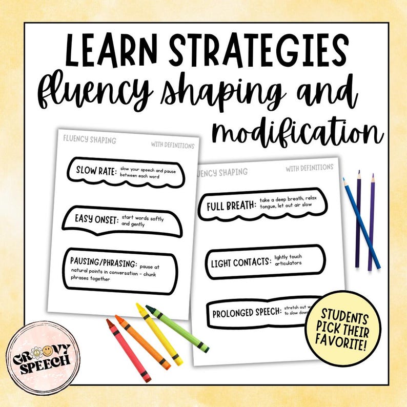 Fluency Strategies Speech Therapy Craft | Stuttering Activity - Etsy