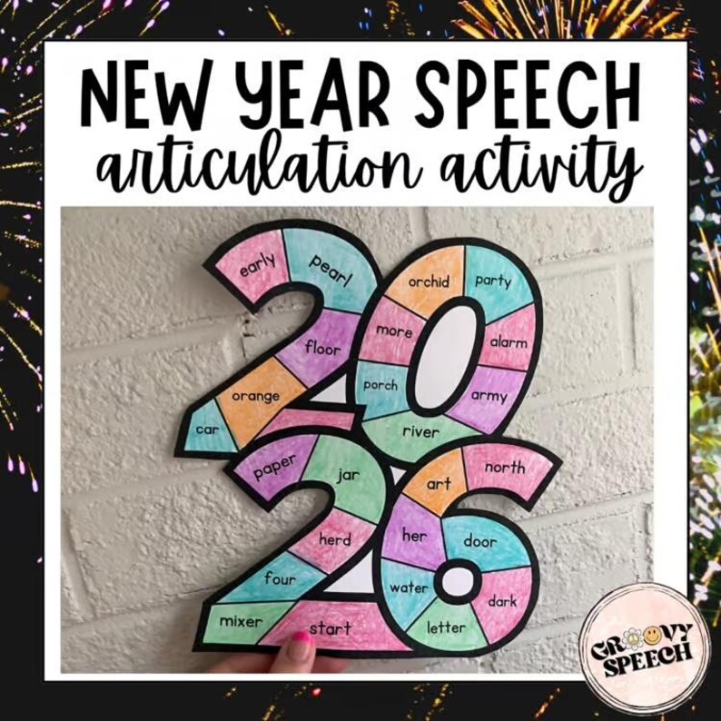 New Year Speech Therapy Activity Crafts No Prep | Flip Book + Craft ...