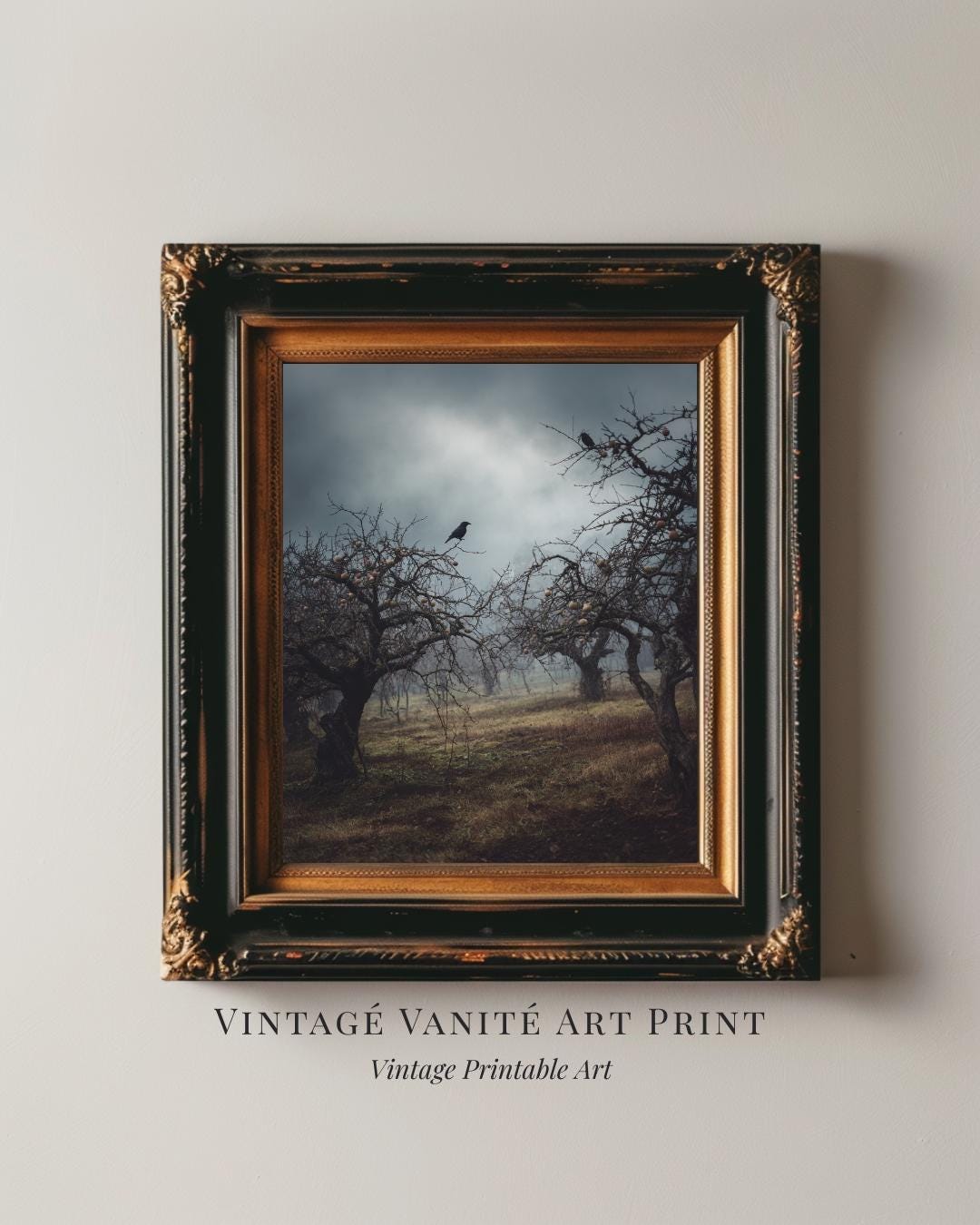 Dark Gothic Apple Orchard Wall Art Creepy Raven Tree Print Spooky ...