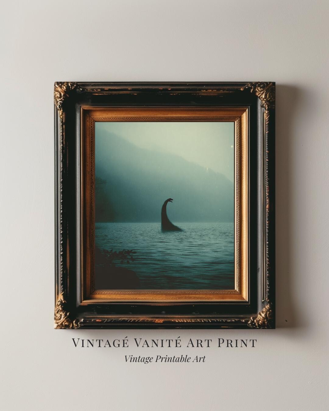 Loch Ness Monster Cryptid Wall Art Misty Lake Paranormal Poster ...