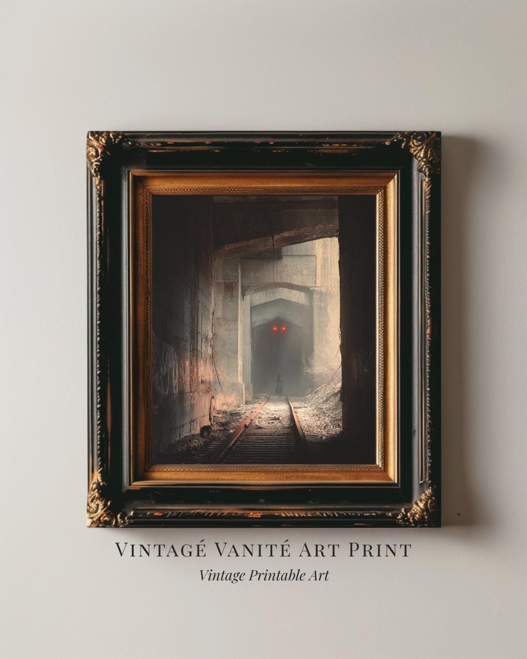Red-eyed Tunnel Cryptid Wall Art Eerie Urban Legend Creature Print Dark ...