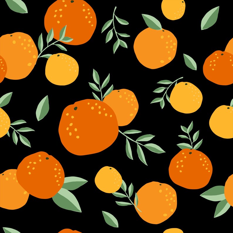 Leaf and Mandarin Digital Pattern for Crafting and Design Projects - Etsy