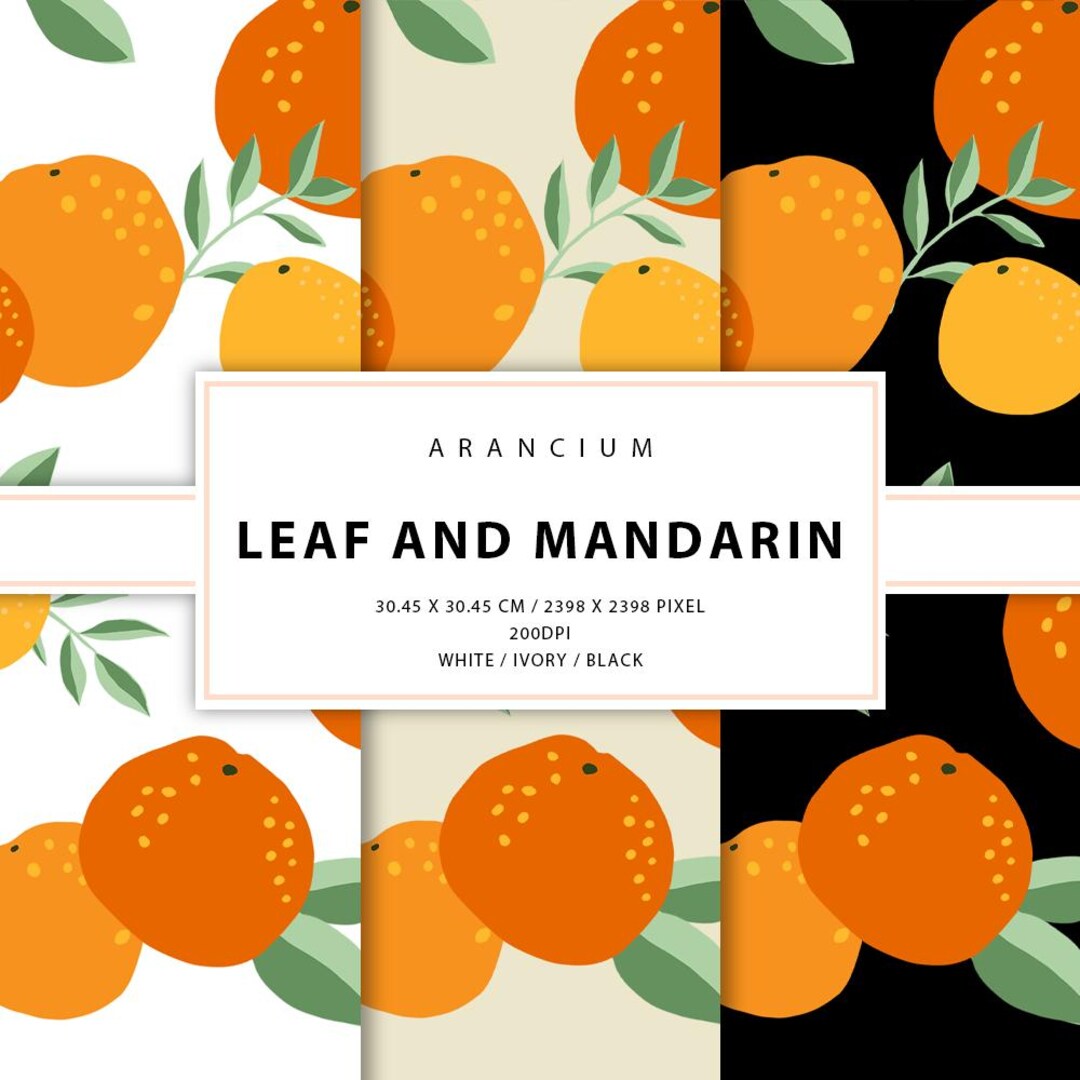 Leaf and Mandarin Digital Pattern for Crafting and Design Projects - Etsy